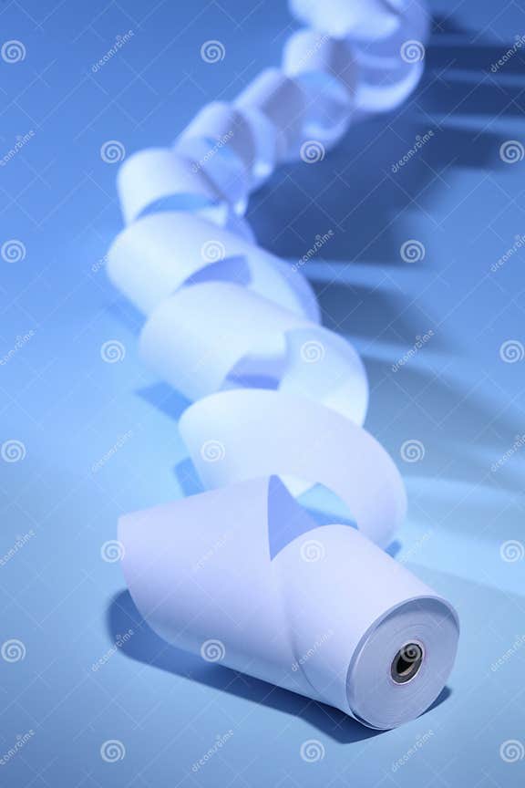 Adding machine tape stock image. Image of blue, rolled - 25876757