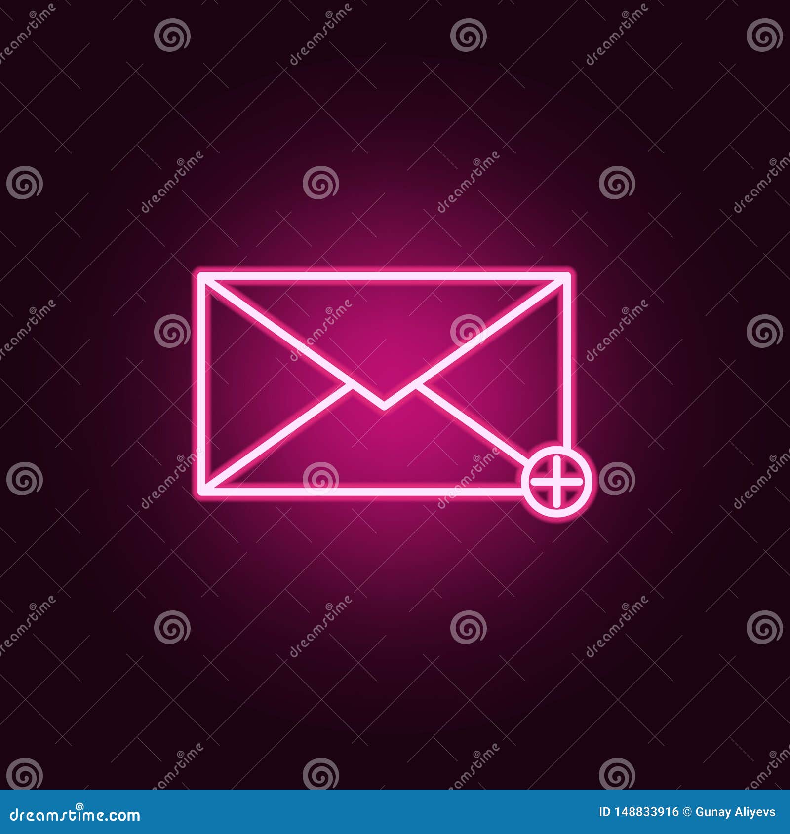 Adding a Message Neon Icon. Elements of Web Set Stock Illustration ...