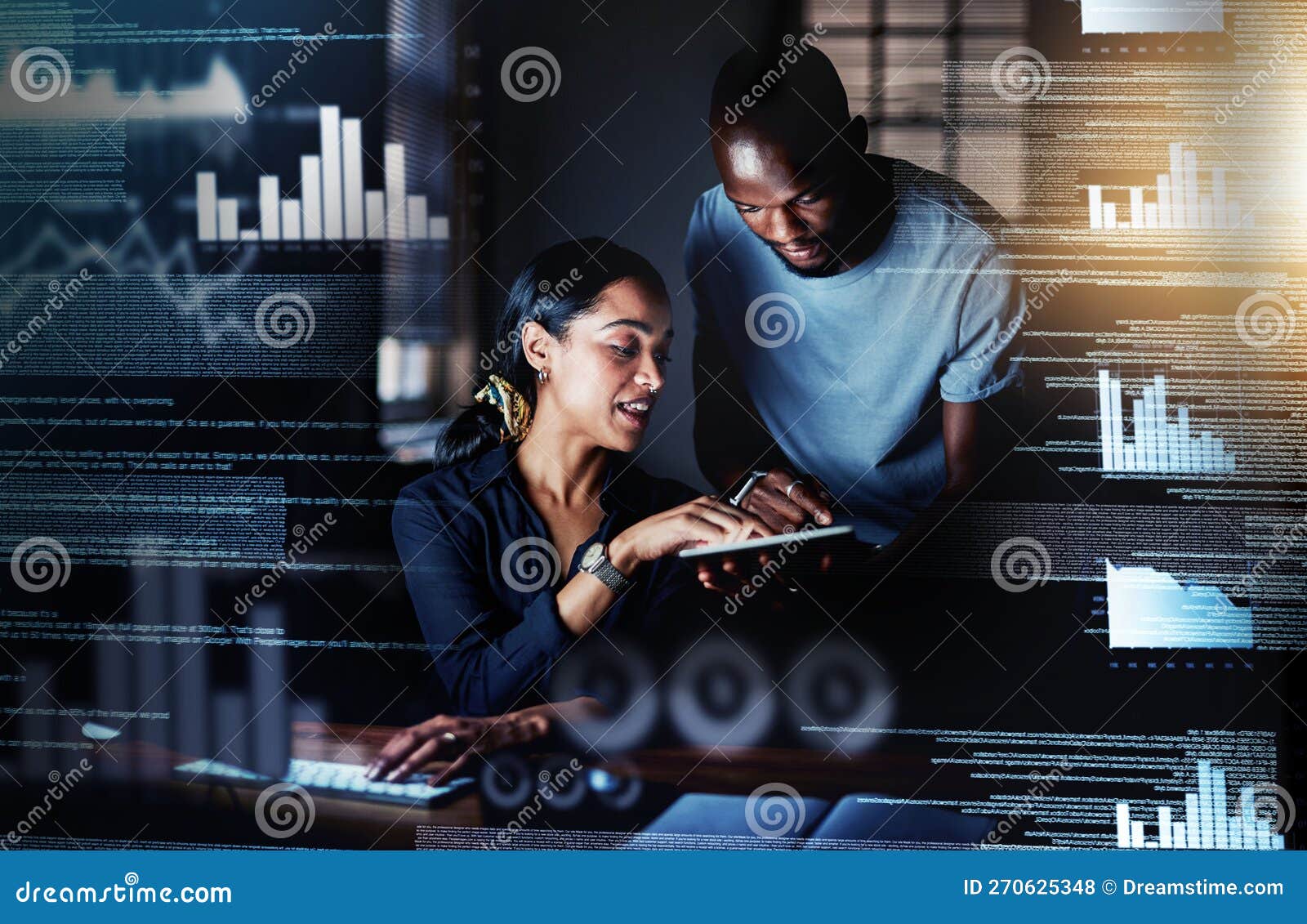 Adding Modifications To Their Plans. Shot of Two Programmers Using a Digital Tablet while ...