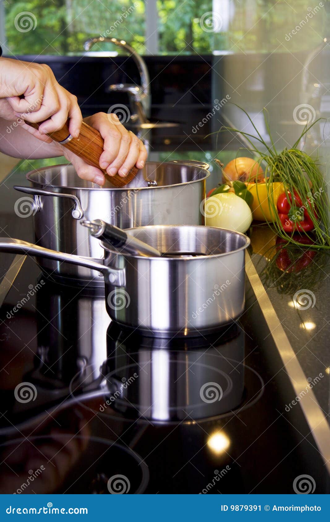 Adding pepper to the meal stock image. Image of seed, dinner - 9879391