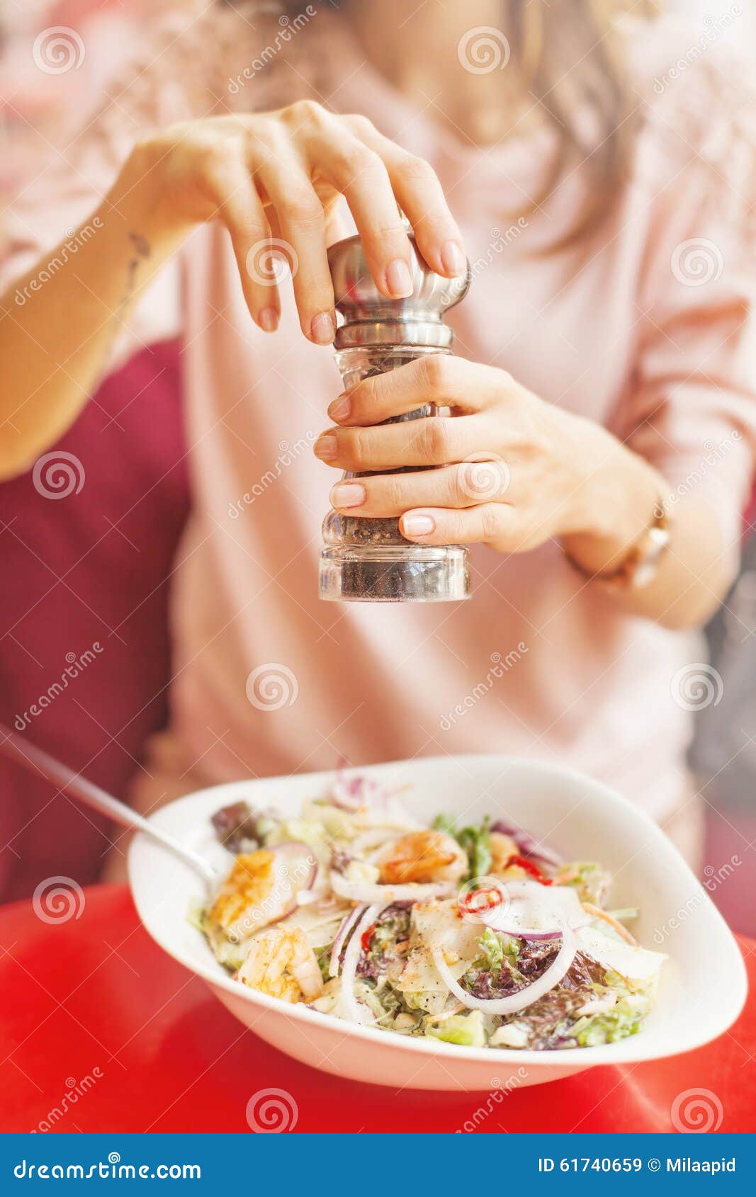 Adding pepper stock image. Image of dinner, dish, cook - 61740659