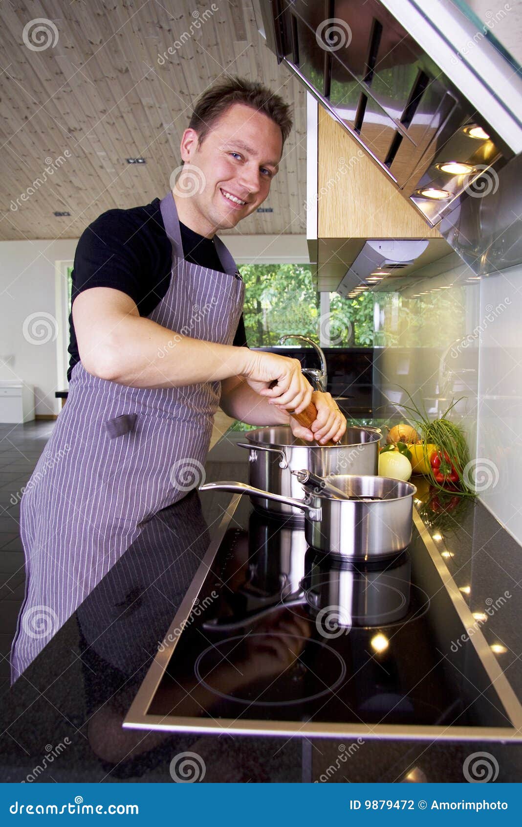Adding pepper to the sauce stock photo. Image of counter - 9879472