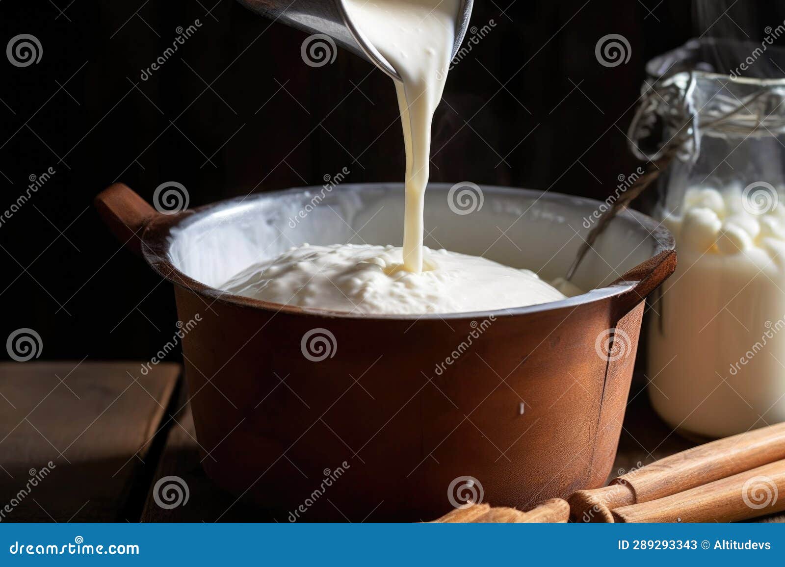 Adding Rennet To Milk To Form Curds and Whey Stock Image - Image of ...