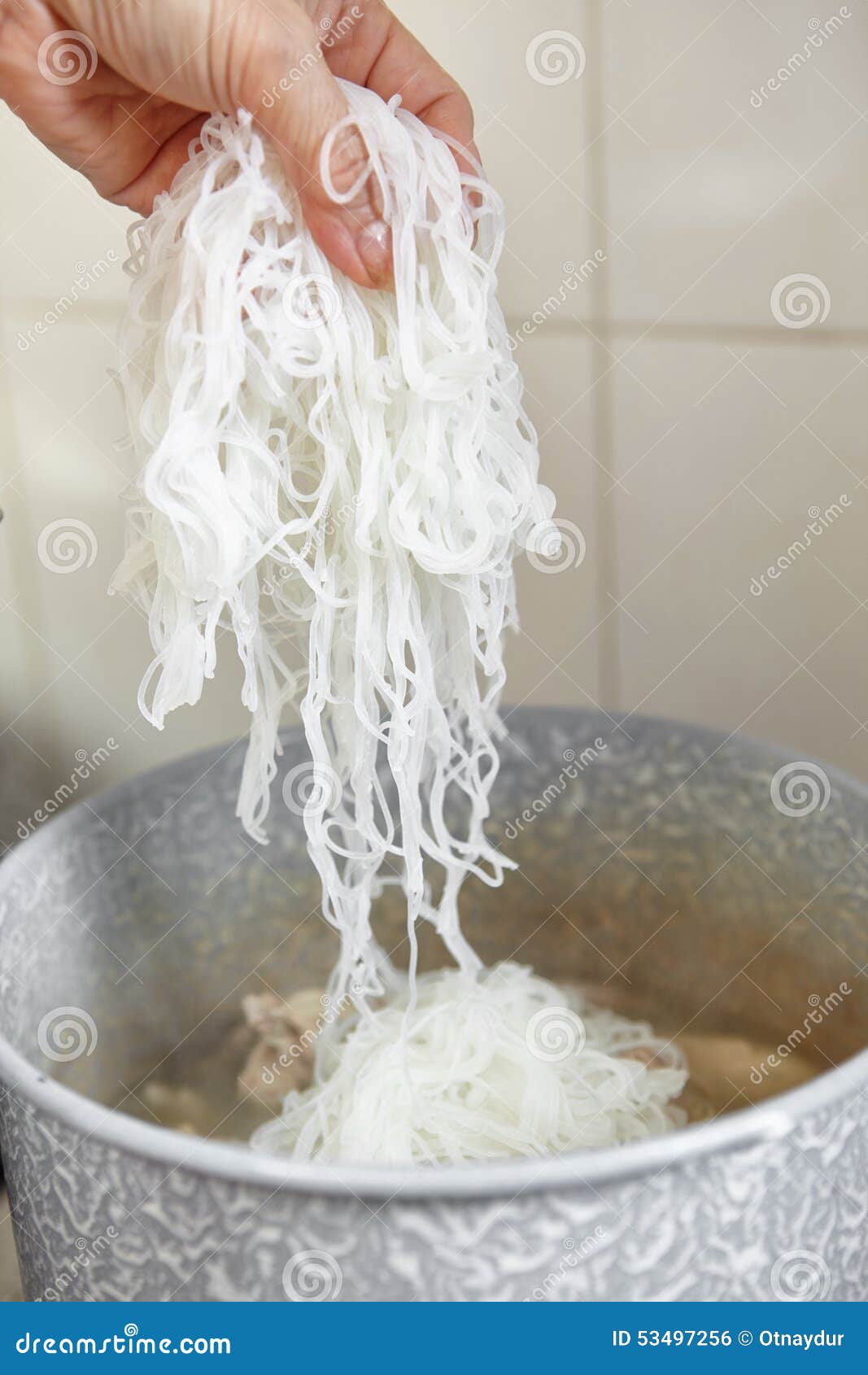 Adding rice noodle stock photo. Image of kitchen, home - 53497256