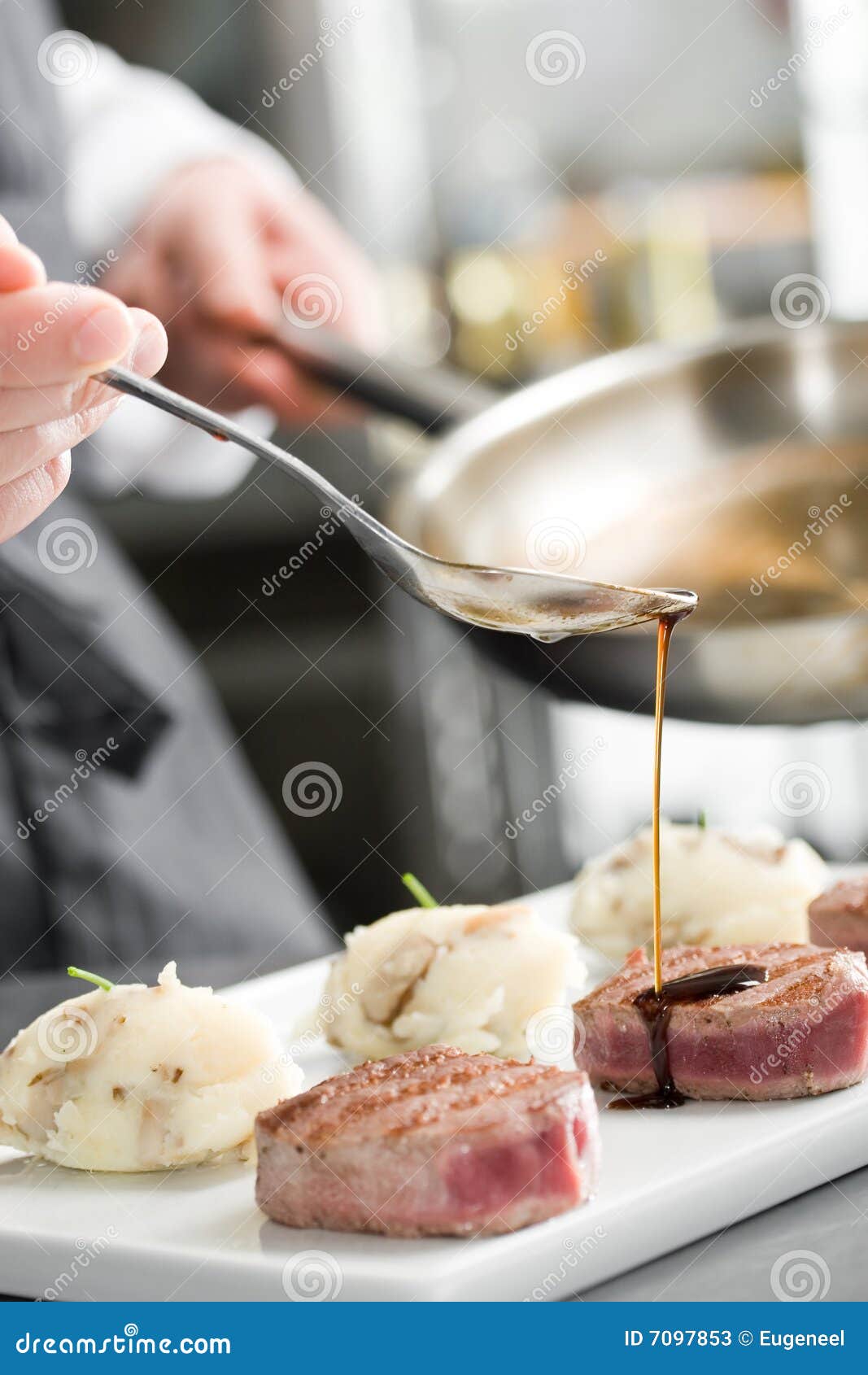 Adding sause stock image. Image of garnish, ready, knife - 7097853