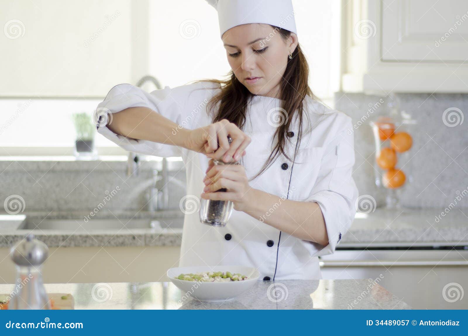 Adding Some Pepper To a Dish Stock Image - Image of preparing, young ...