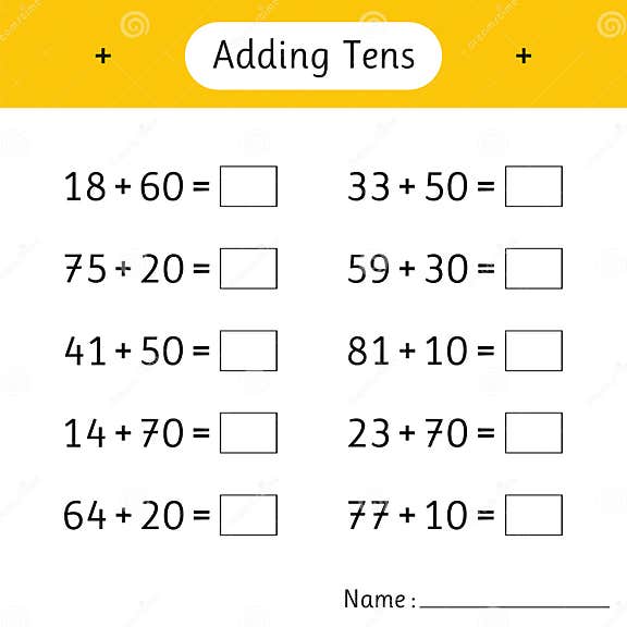 Adding Tens. Math Worksheets for Kids. Mathematics. School Education ...