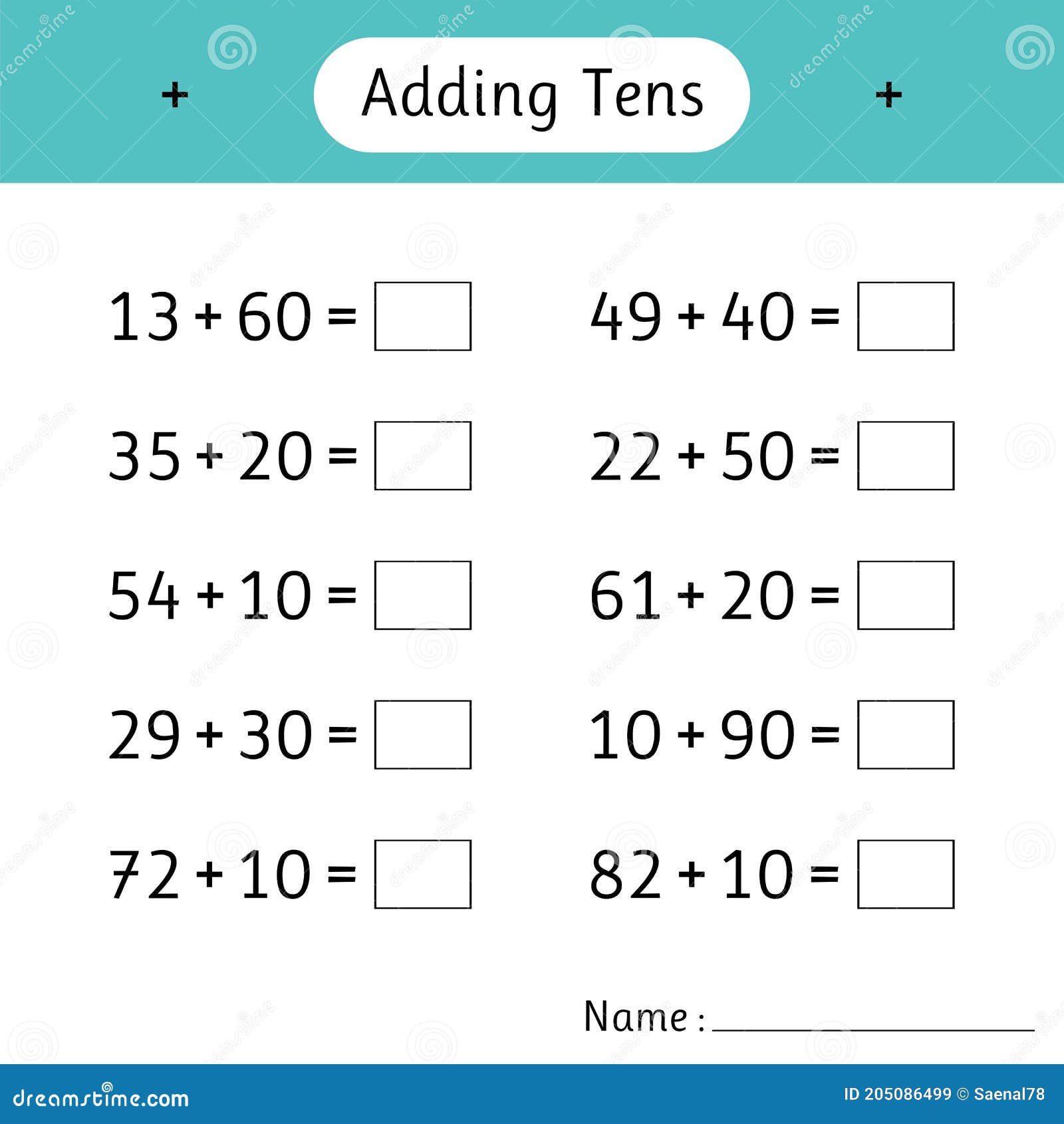 Adding Tens. Mathematics. Math Worksheets for Kids. School Education ...