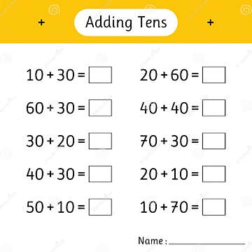 Adding Tens. School Education. Mathematics. Math Worksheets for Kids ...
