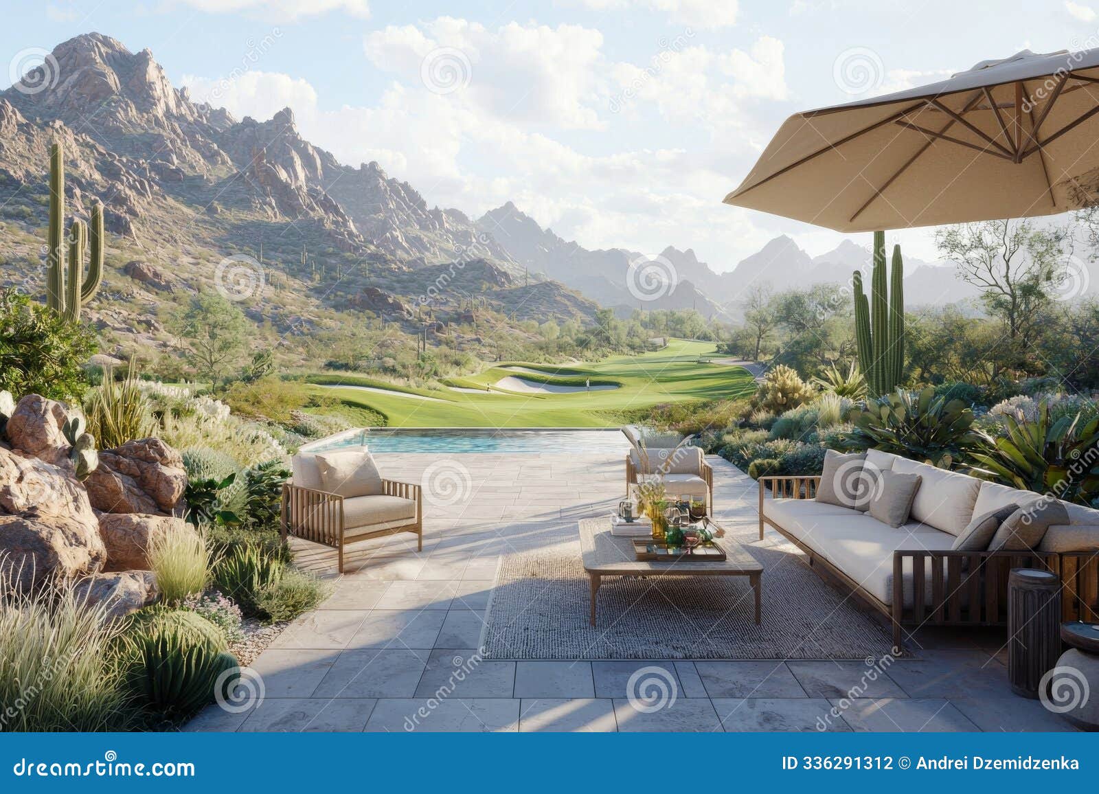 Adding To the Desert Scenery in this Arizona Backyard is a Travertine ...