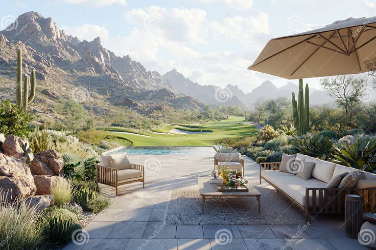 Adding To the Desert Scenery in this Arizona Backyard is a Travertine ...
