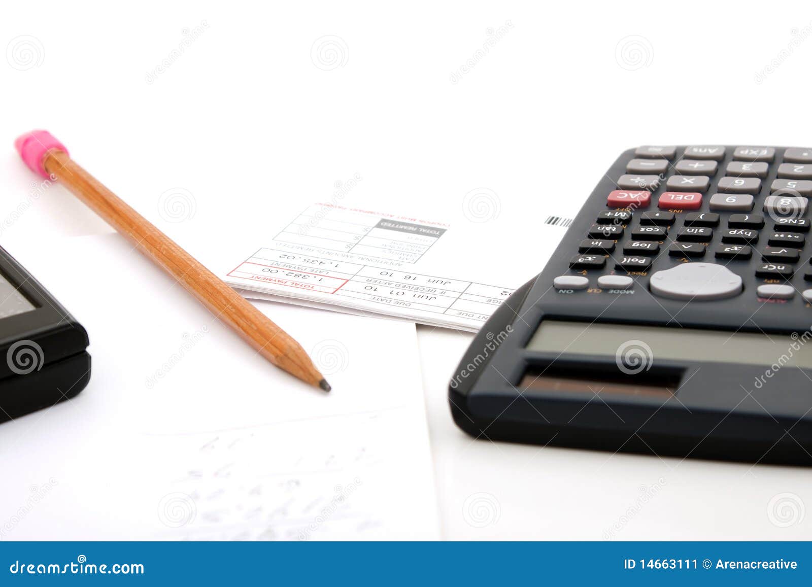 Adding Up the Bills stock image. Image of budgeting, data - 14663111