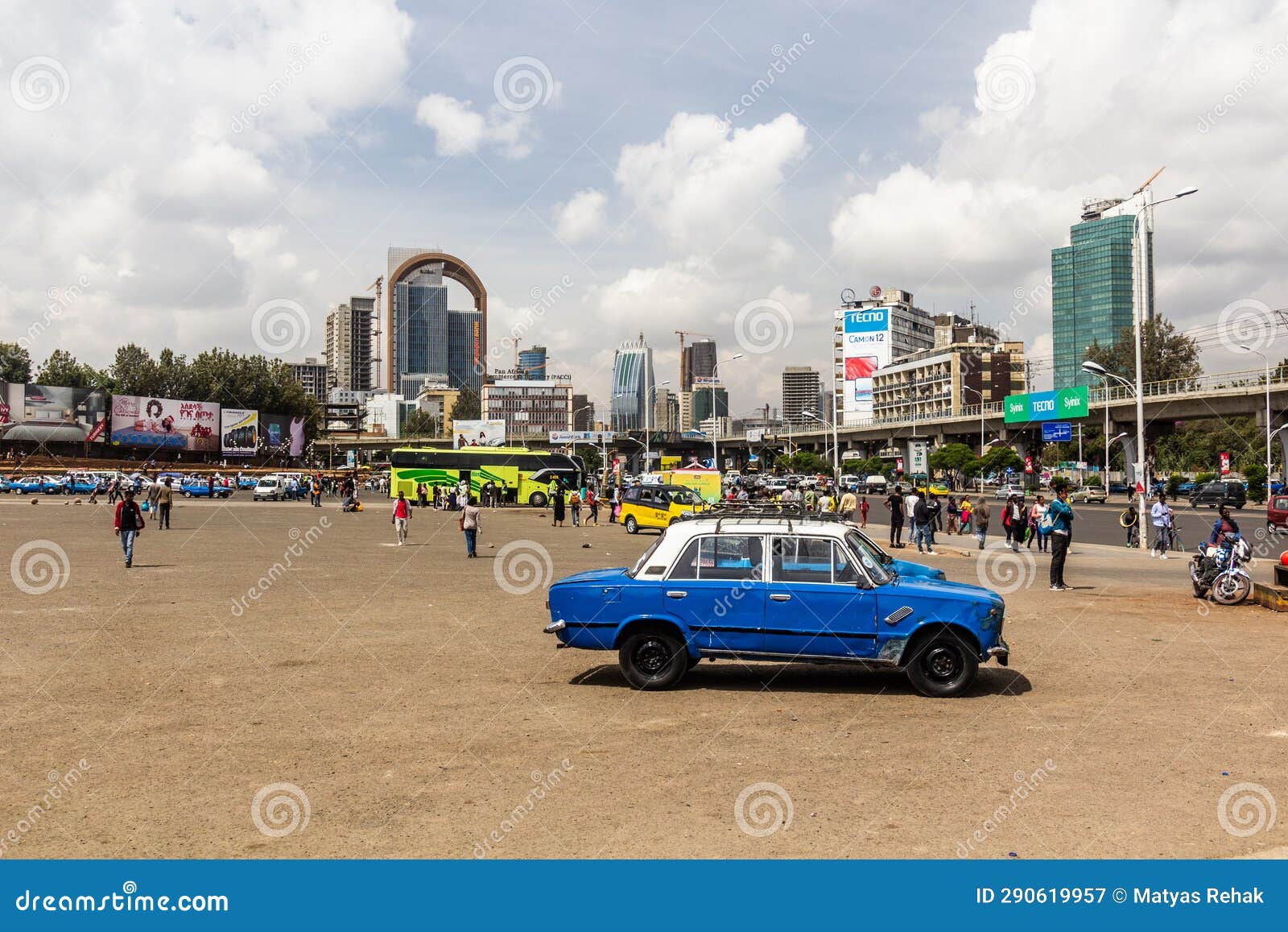ADDIS ABABA, ETHIOPIA - JANUARY 25, 2020: View of Meskel Square in ...