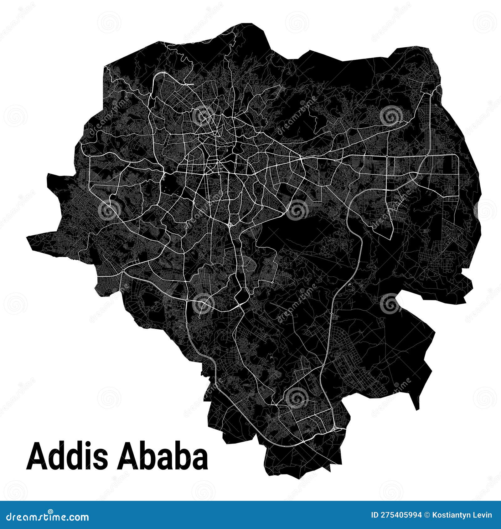 Addis Ababa, Ethiopia Map. Detailed Black Map Of Addis Ababa City ... Addis Ababa, Ethiopia Map. Detailed Black Map Of Addis Ababa City ...