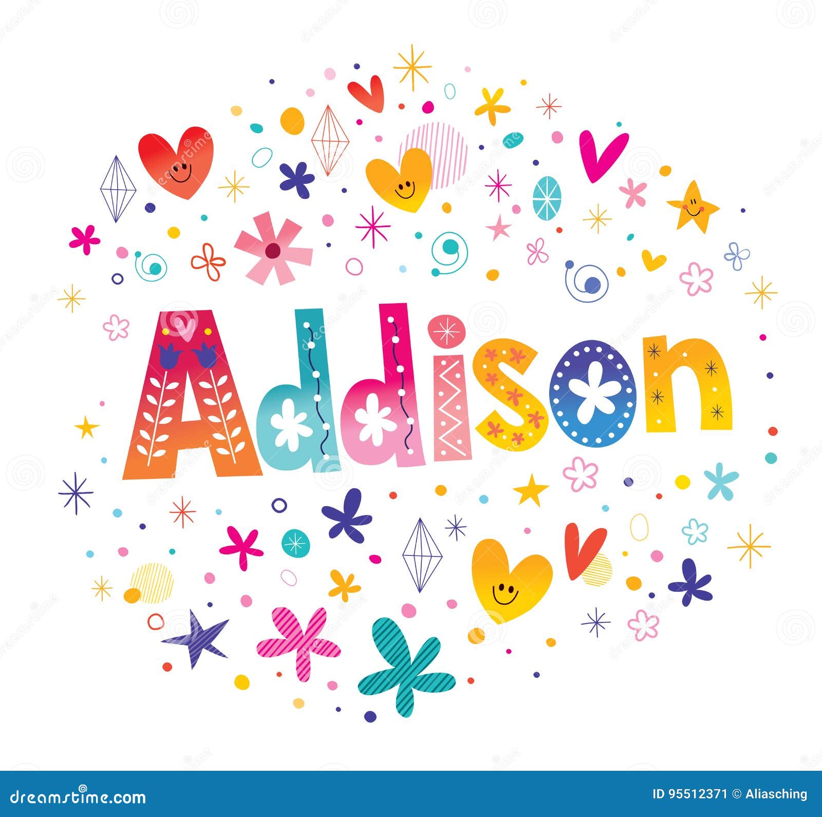 Addison girls name stock vector. Illustration of retro - 95512371