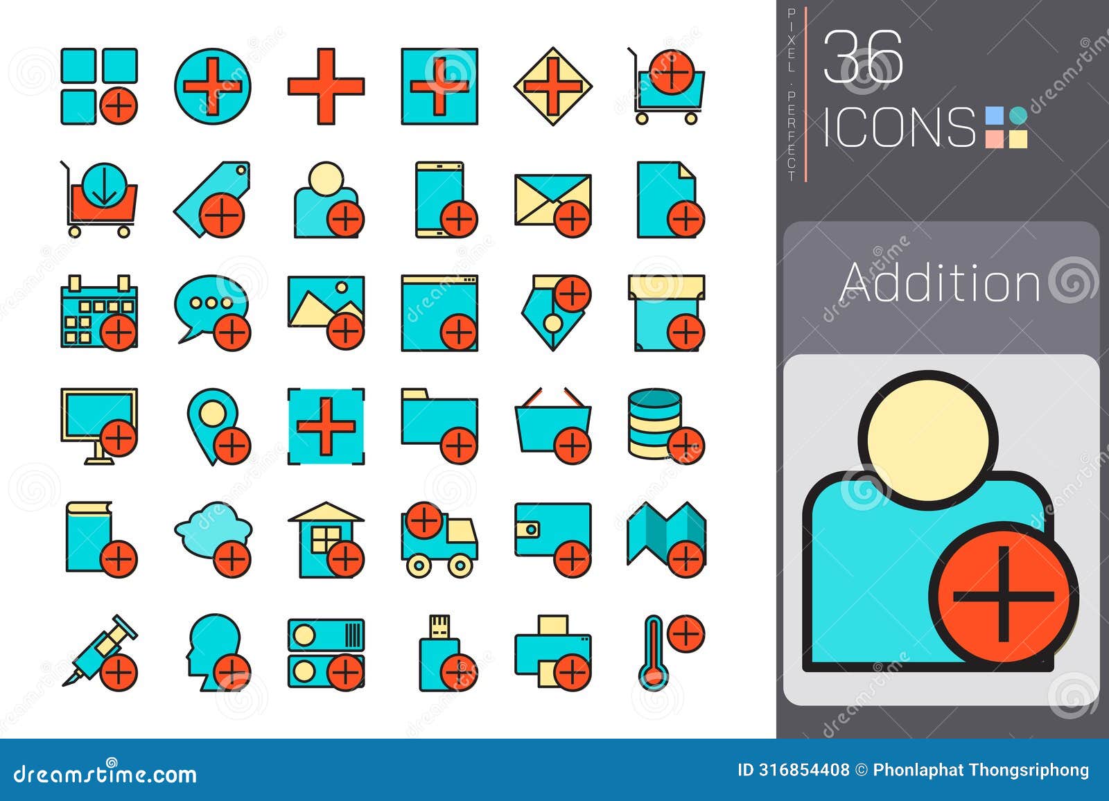 Addition_Color Line stock illustration. Illustration of pictogram ...