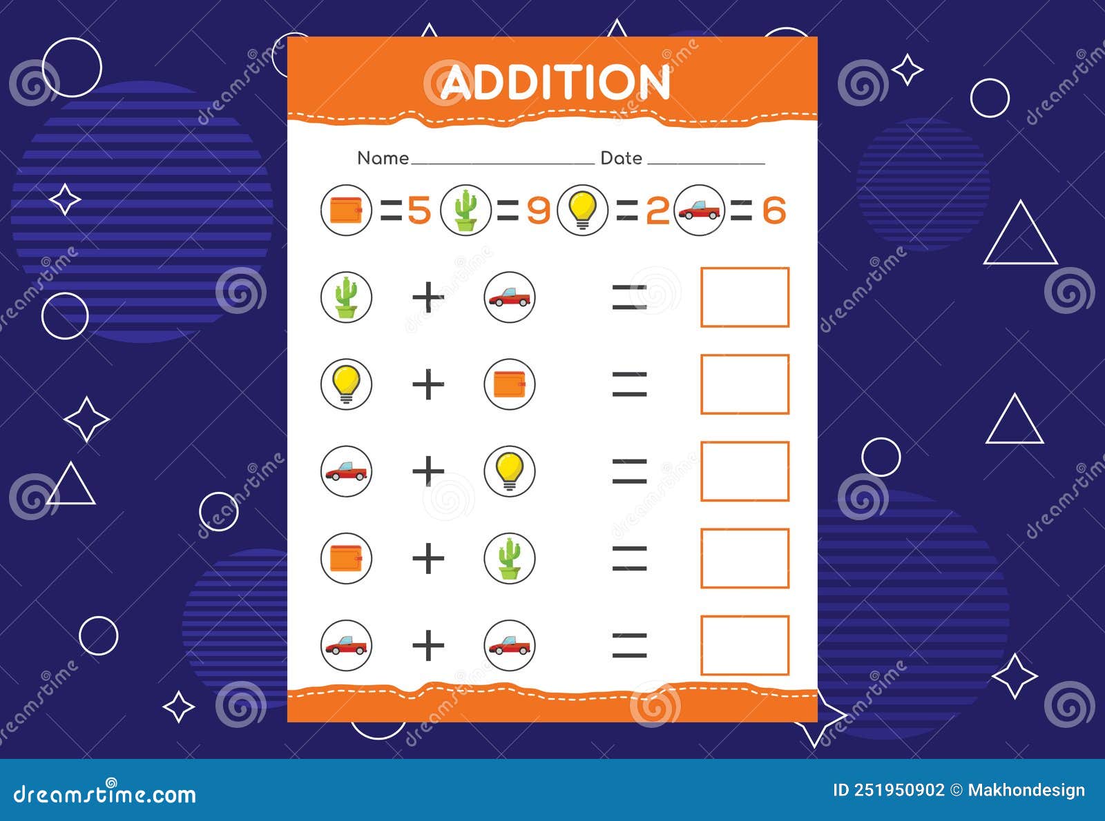 Addition with Different Elements for Kids. an Educational Page for Kids ...
