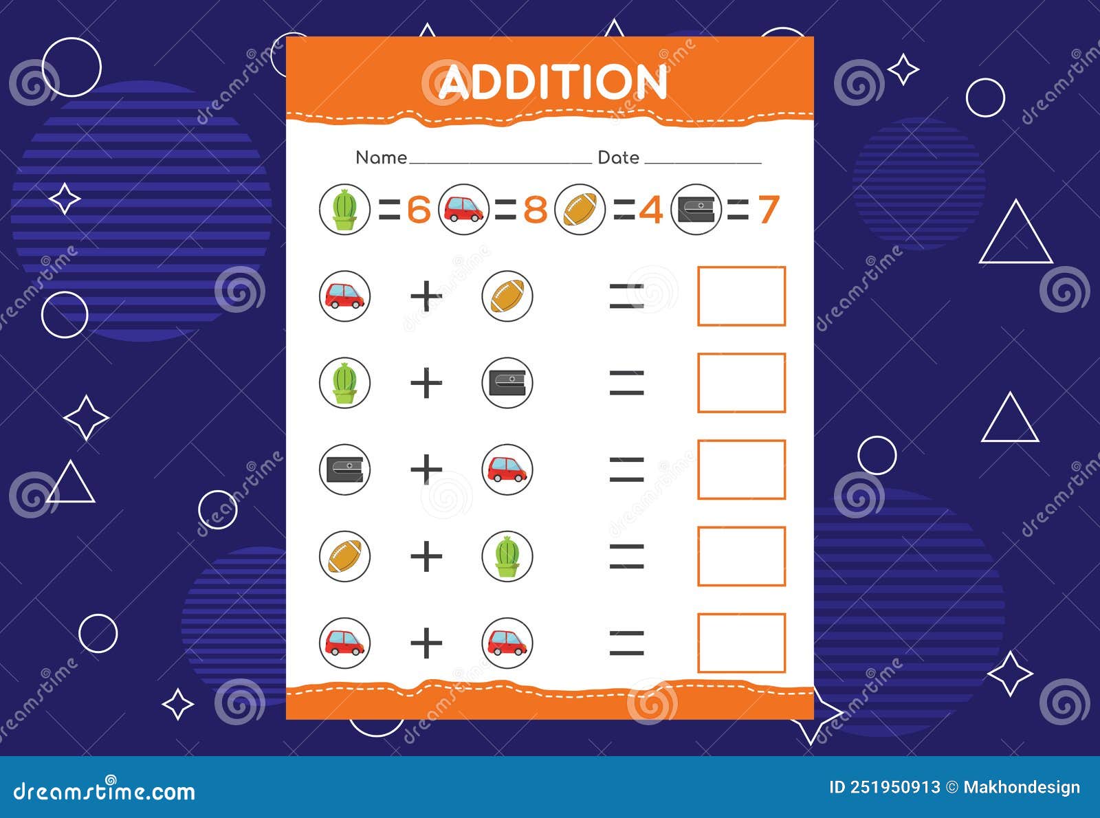 Addition with Different Elements for Kids. an Educational Page for Kids ...