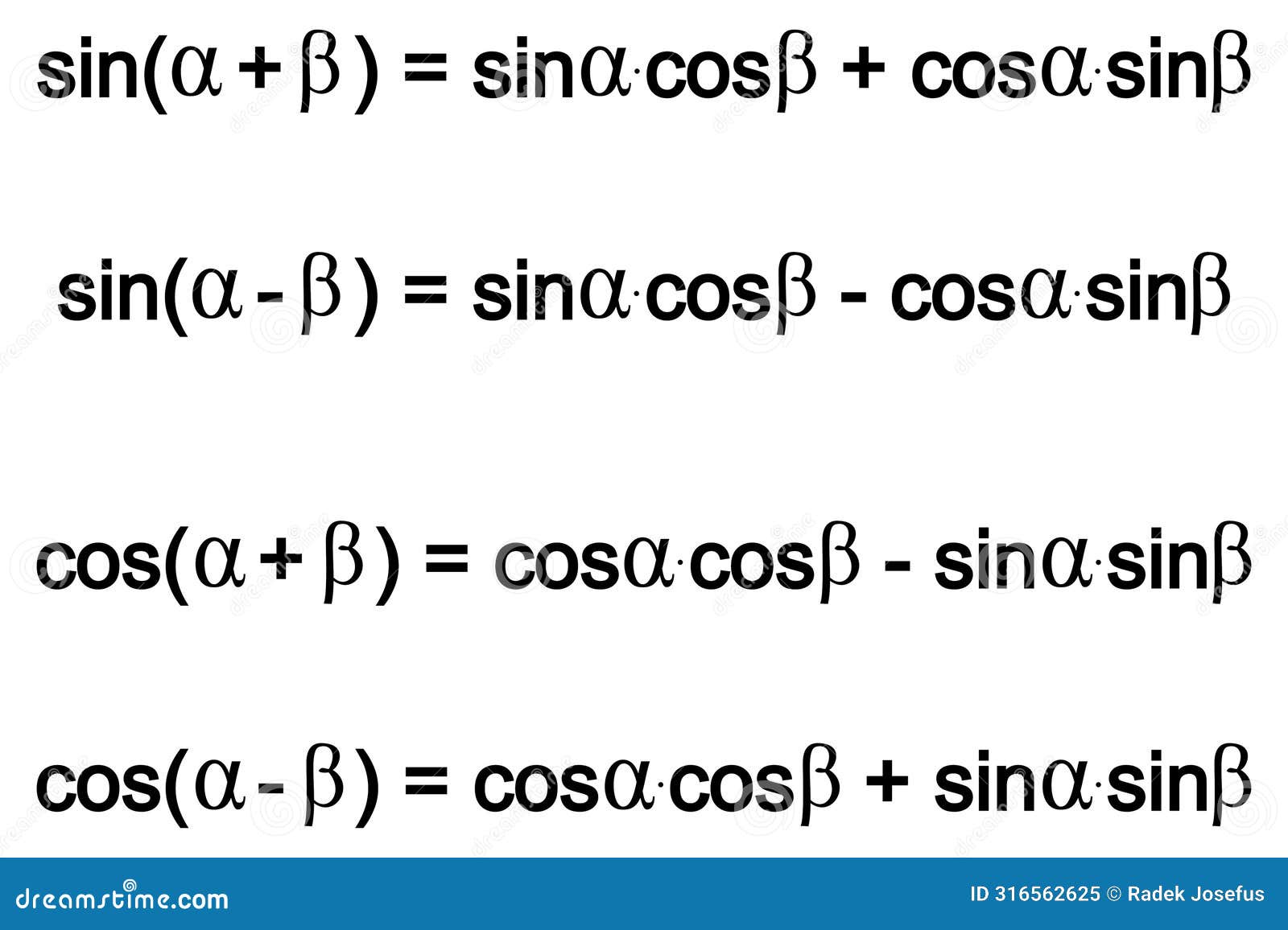 Addition Formulas For The Sine And Cosine Functions Royalty Free Stock