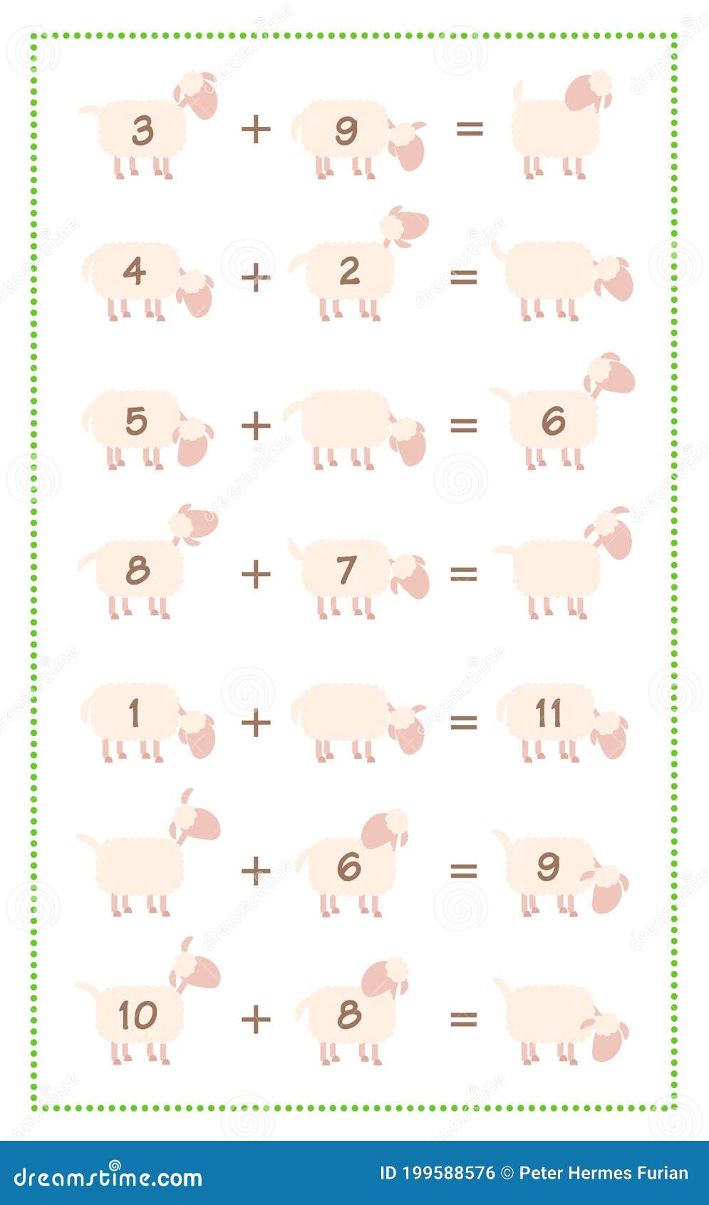 Addition Game With Cute Cartoon Raccoon. Math Game For Kids. Vector ...