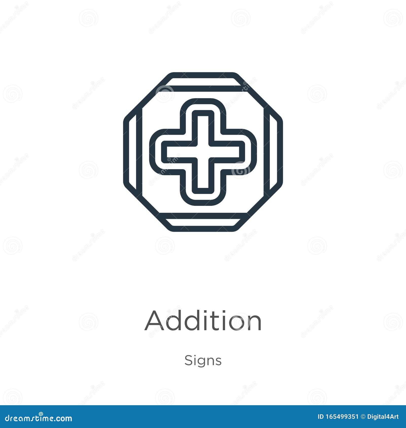 Addition Icon. Thin Linear Addition Outline Icon Isolated on White ...