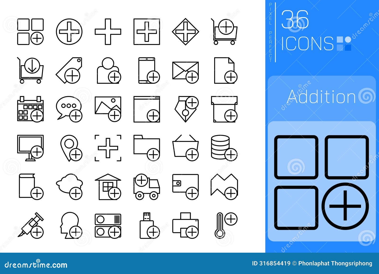 Addition_Outline stock illustration. Illustration of icon - 316854419