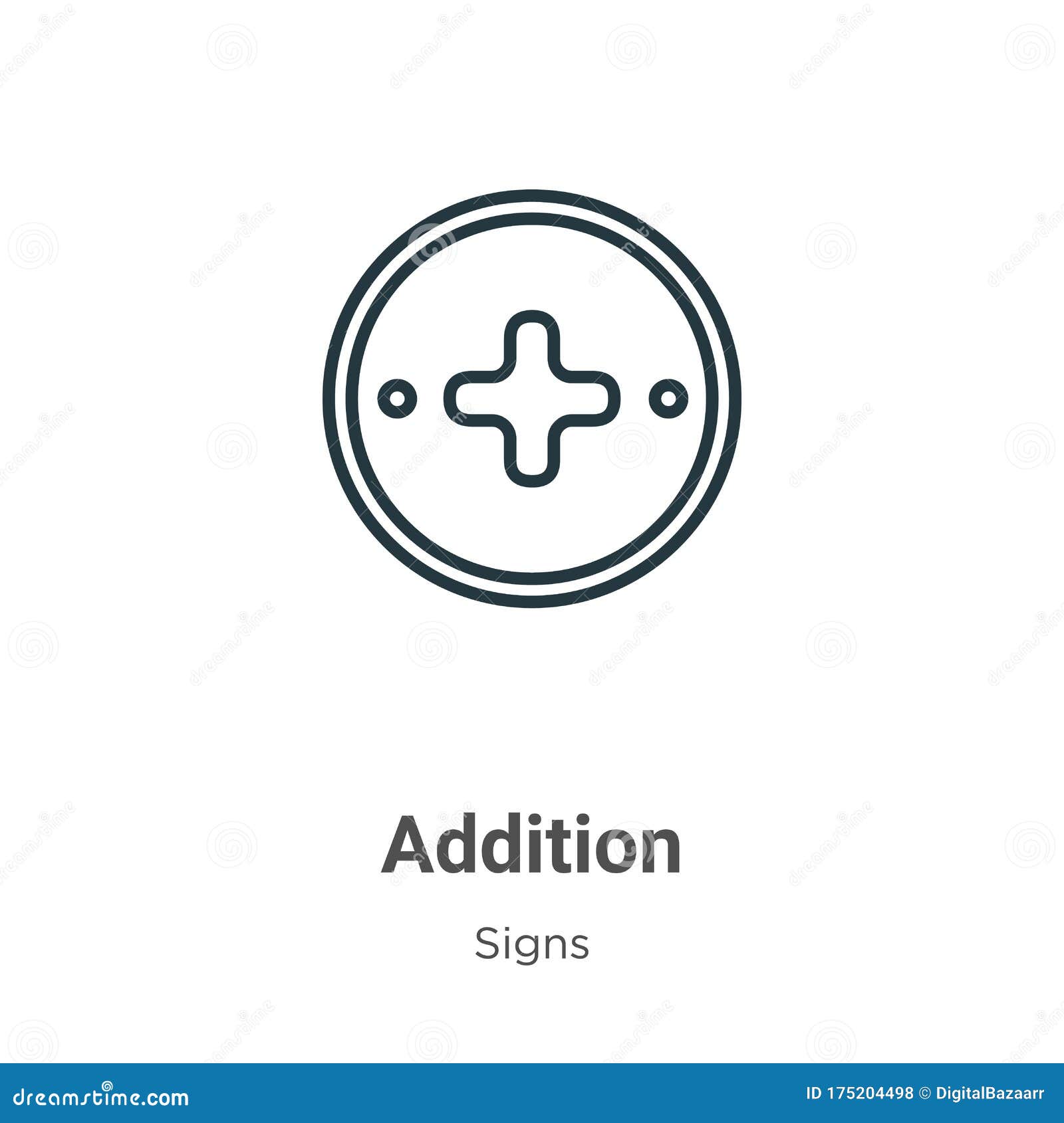 Addition Outline Vector Icon. Thin Line Black Addition Icon, Flat ...
