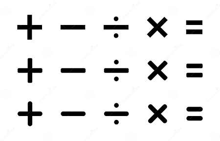 Addition, Subtraction, Division, Multiplication, and Equality Icon ...