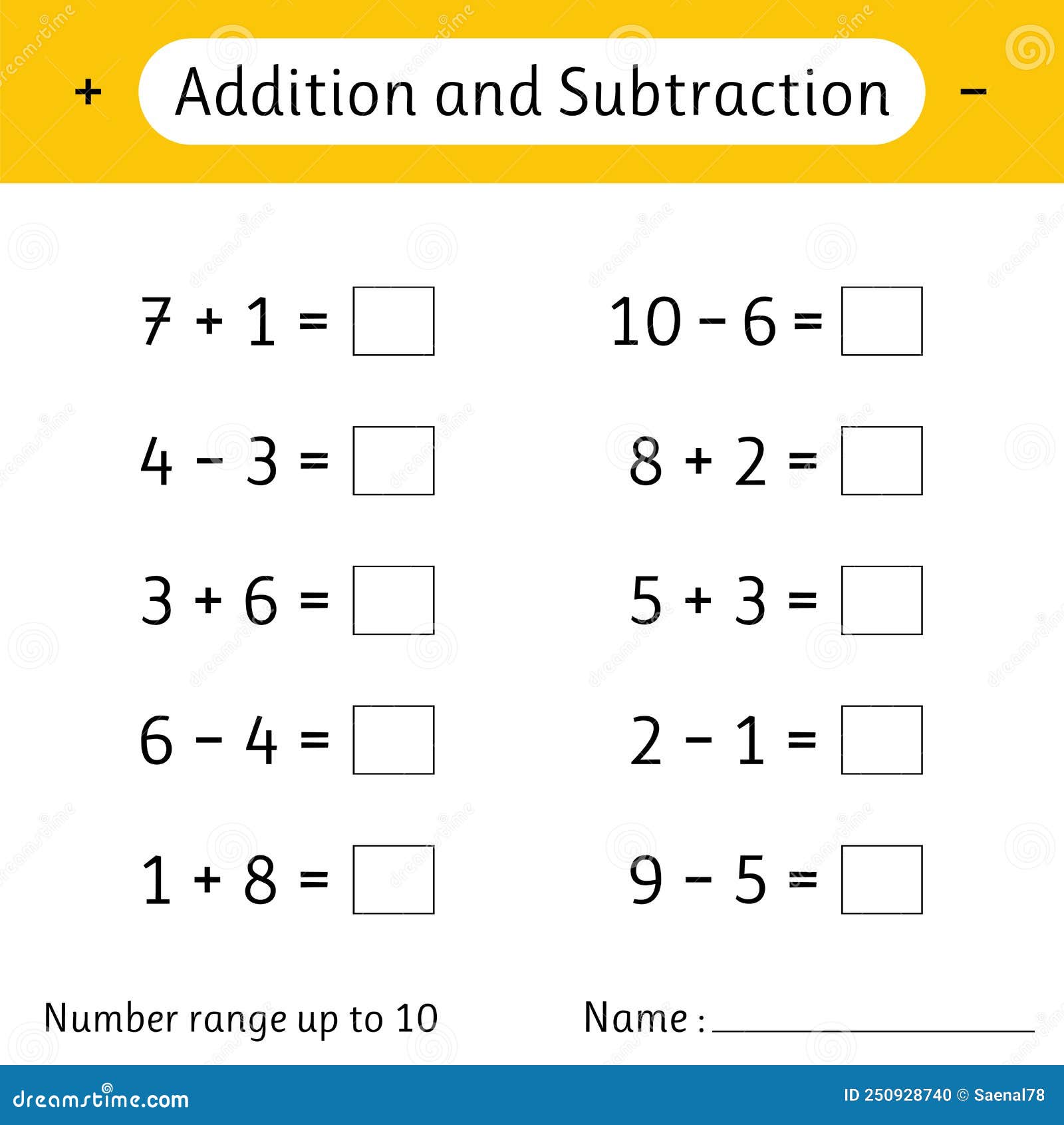Addition and Subtraction. Number Range Up To 10. Mathematics. Math ...