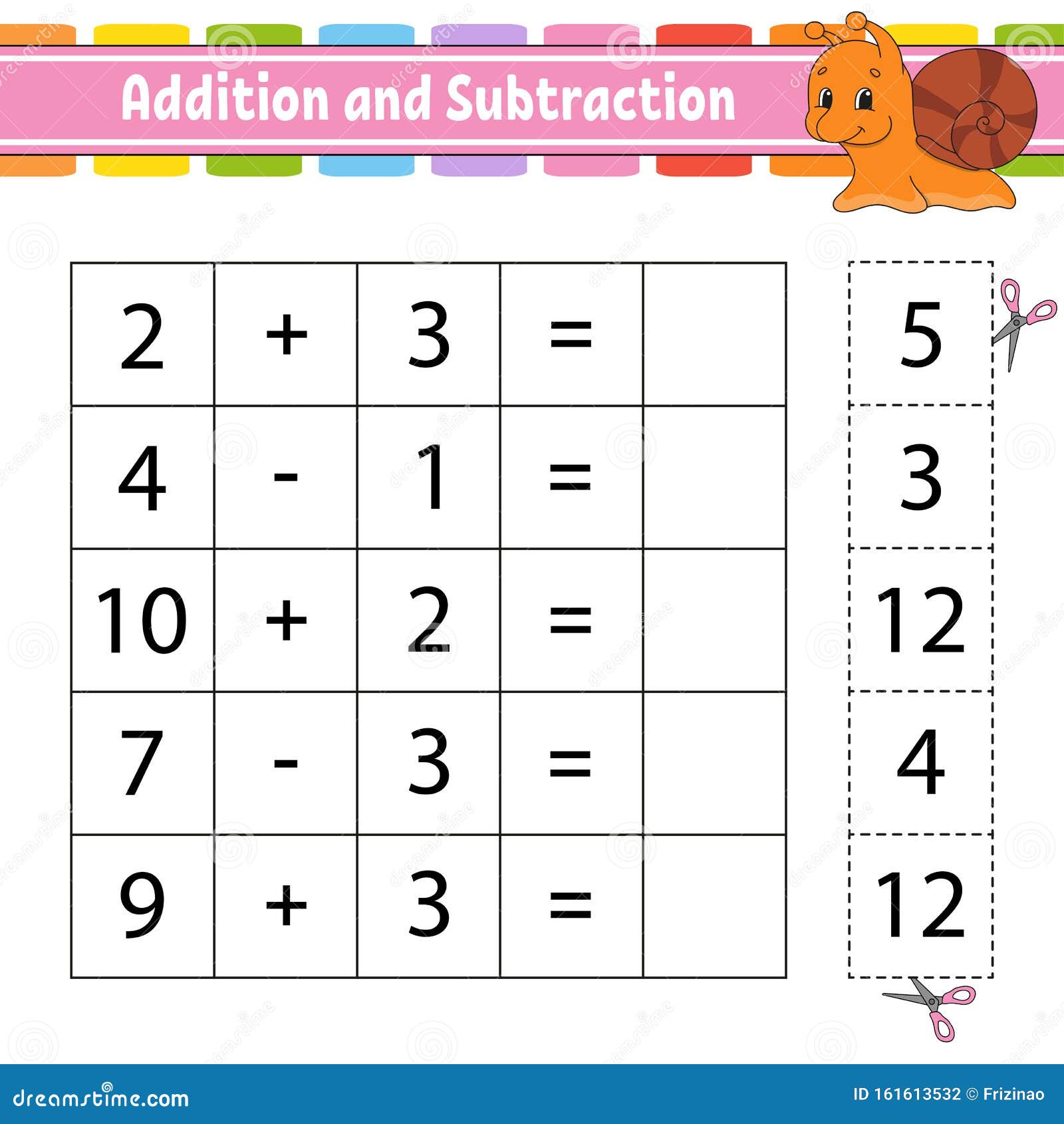 Addition and Subtraction. Task for Kids. Education Developing Worksheet ...