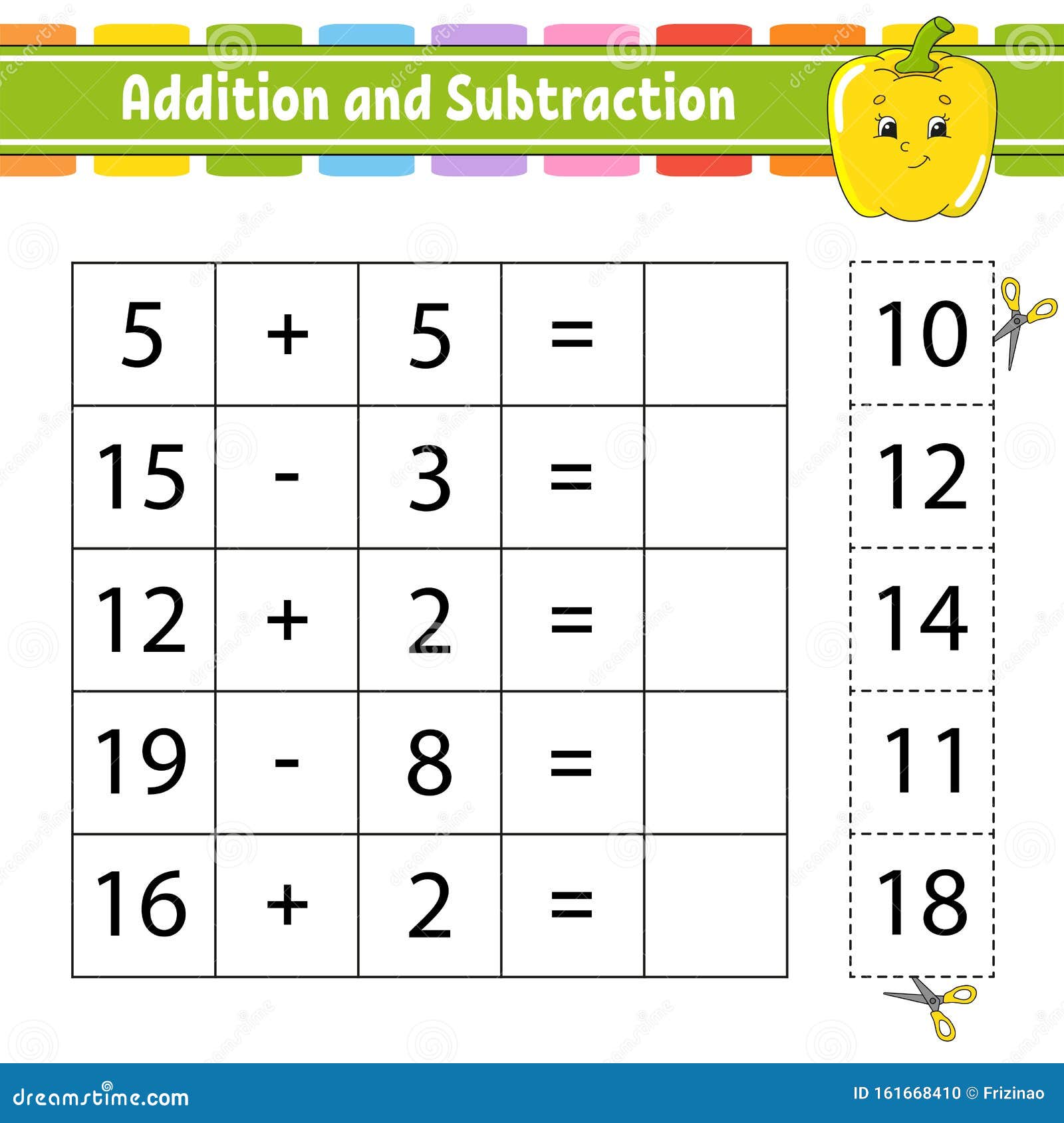 Addition and Subtraction. Task for Kids. Education Developing Worksheet ...
