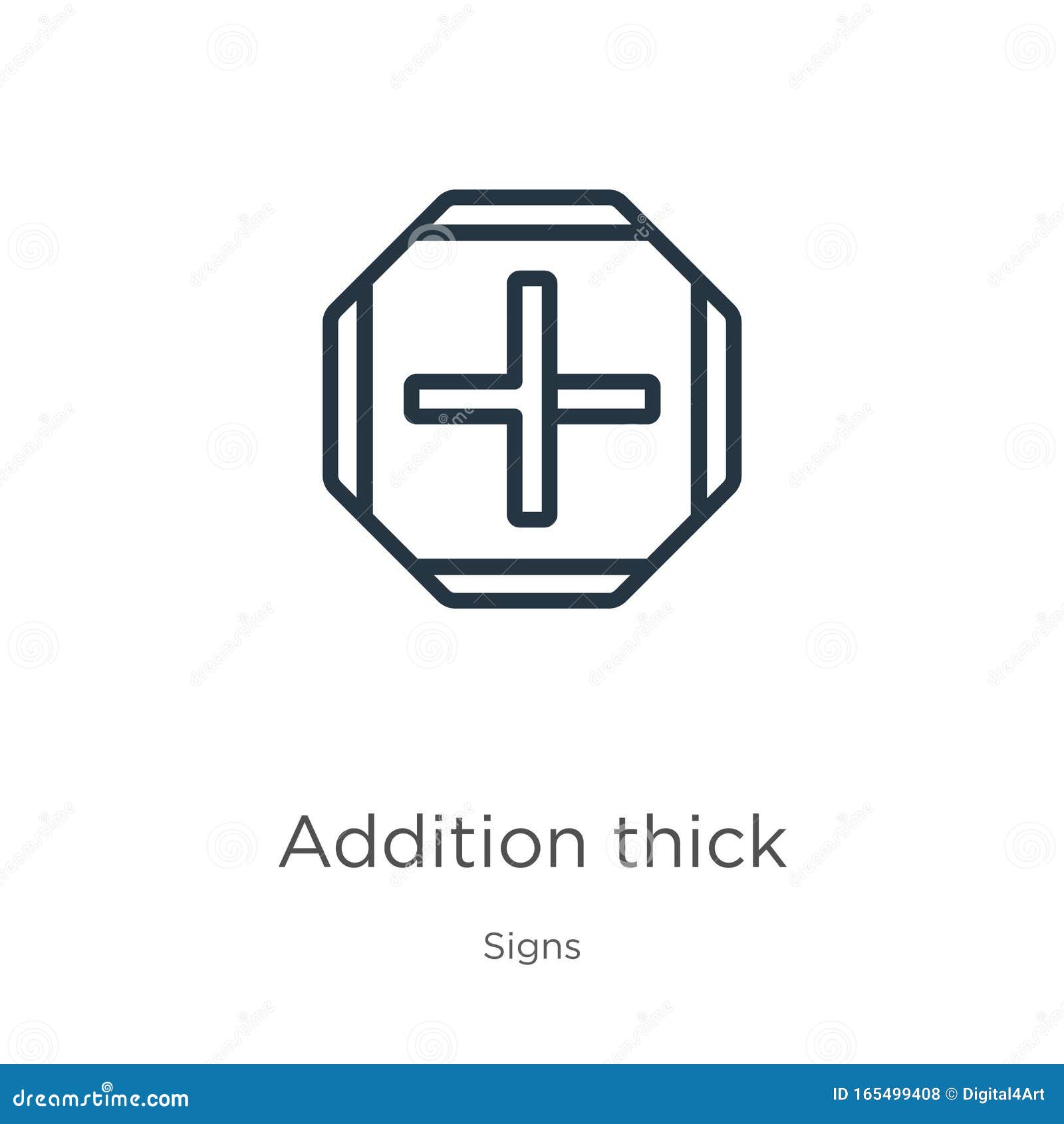 Addition Thick Icon. Thin Linear Addition Thick Outline Icon Isolated ...