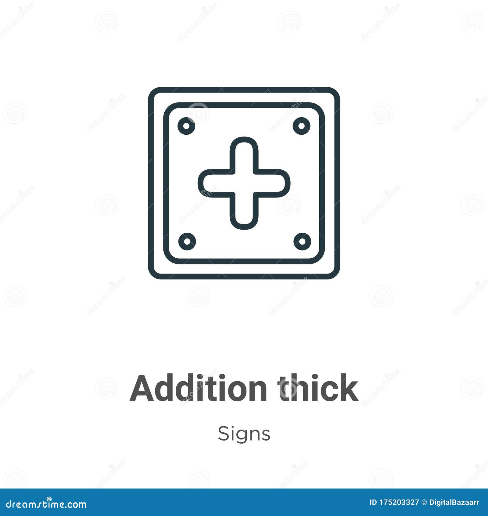 Addition Thick Outline Vector Icon. Thin Line Black Addition Thick Icon ...