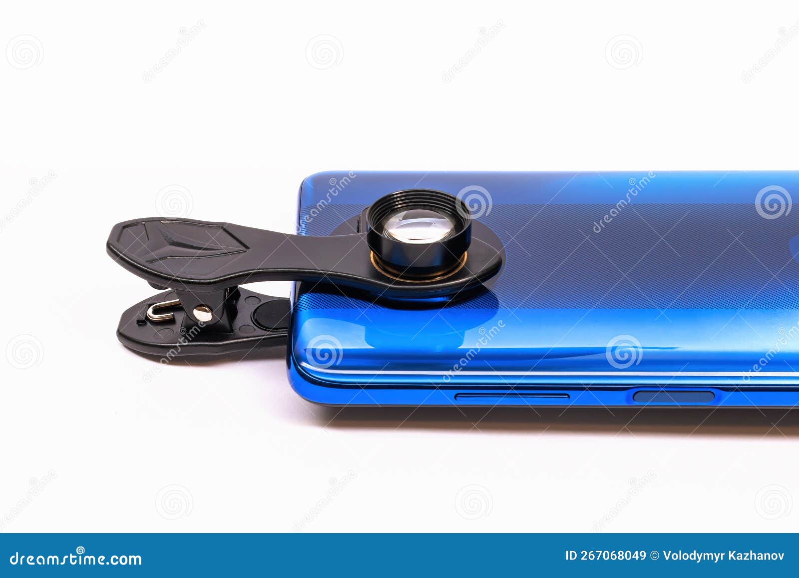 Additional Lens on the Camera of a Blue Smartphone Stock Image - Image ...