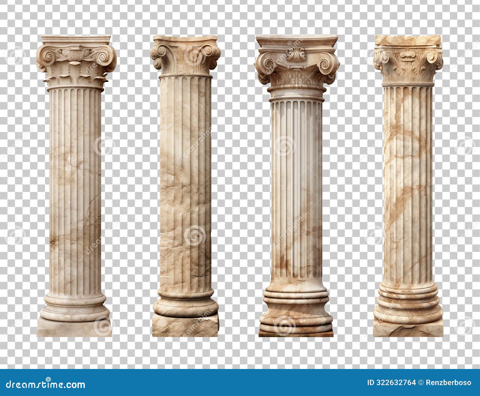 Pillar Set Isolated on Transparent Background Stock Illustration ...