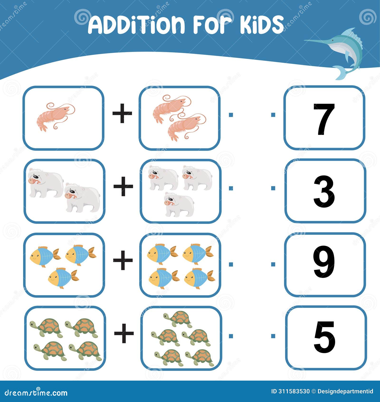 Addition for Kids Worksheet Stock Vector - Illustration of learning ...