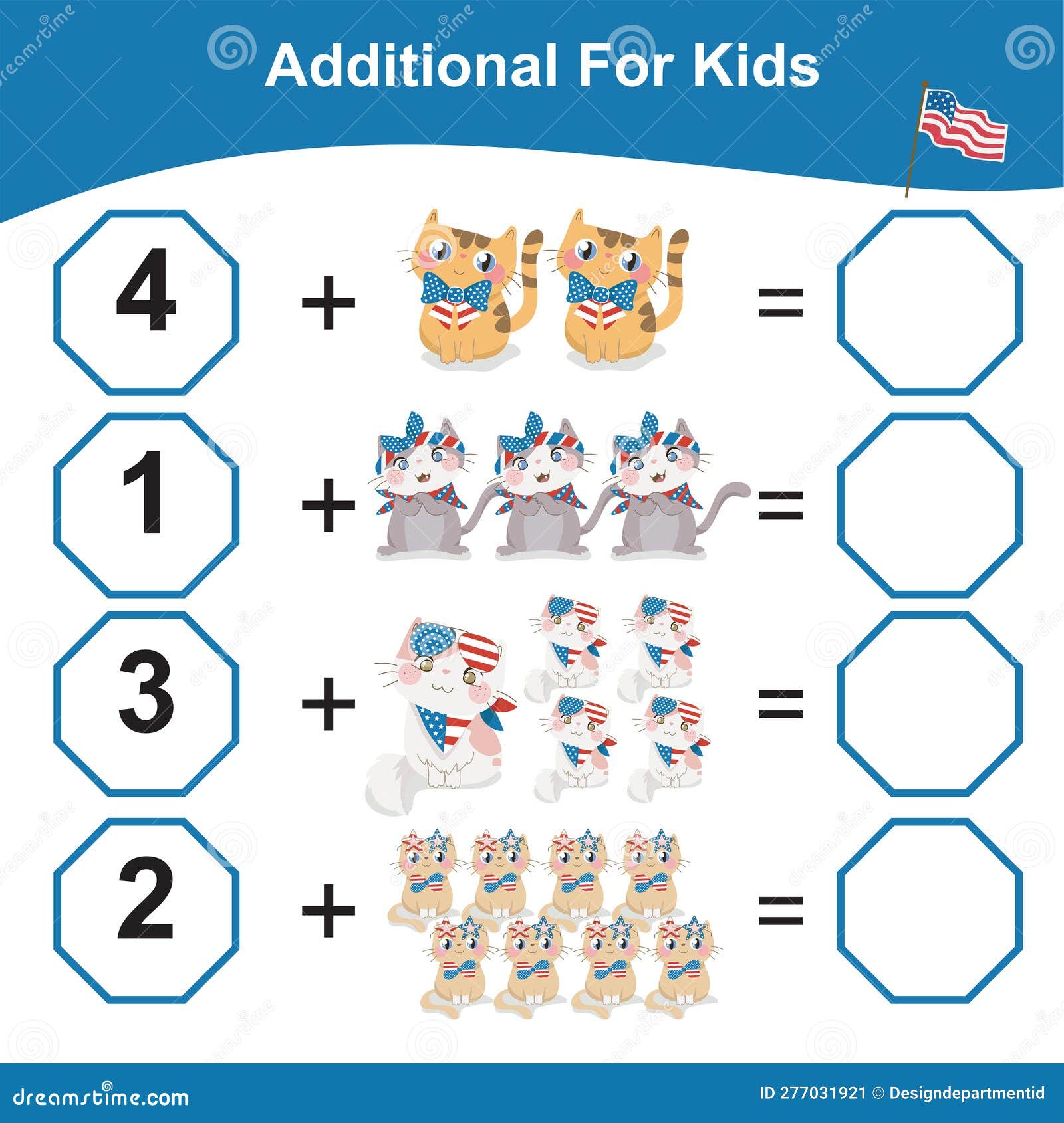 Mathematic Counting Worksheet For Children Cartoon Vector ...