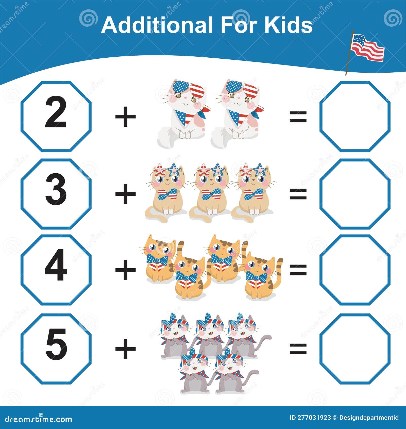 Mathematic Counting Worksheet For Children Cartoon Vector ...