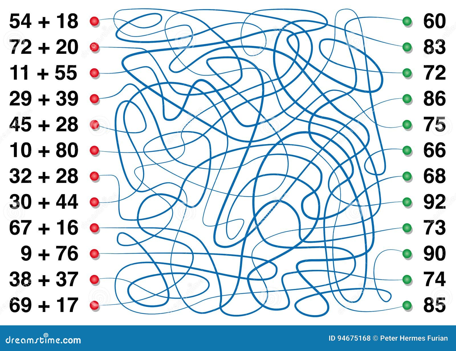 Additions Elementary Arithmetic Labyrinth Fun Stock Vector ...