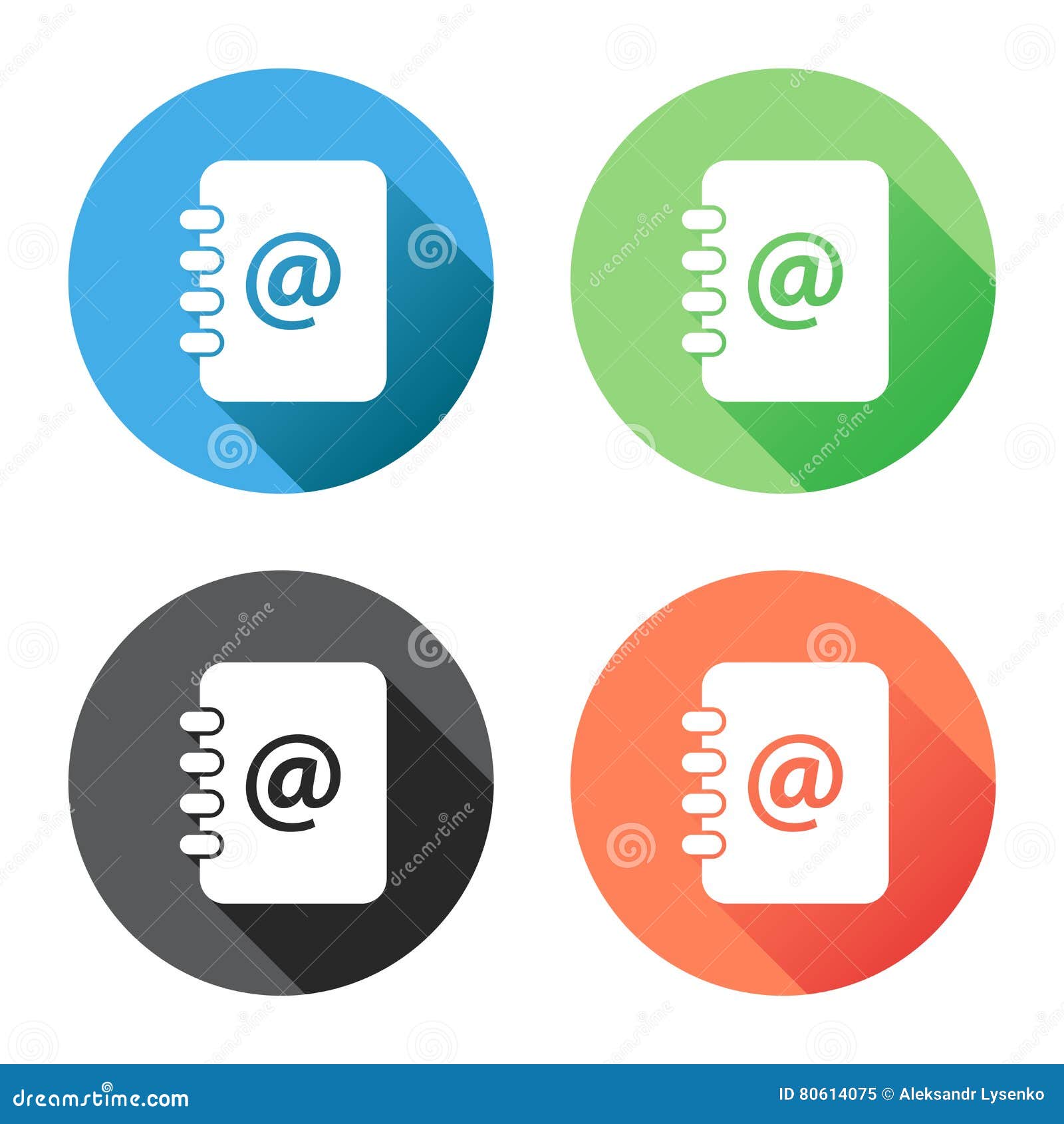 Address Book Icon with Long Shadow Stock Vector - Illustration of flat ...