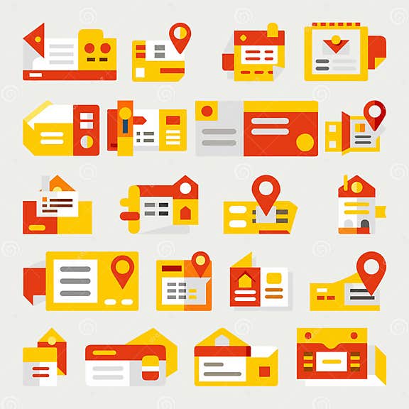 Address-card Icon with Colored Shape Style Bundle Stock Illustration ...