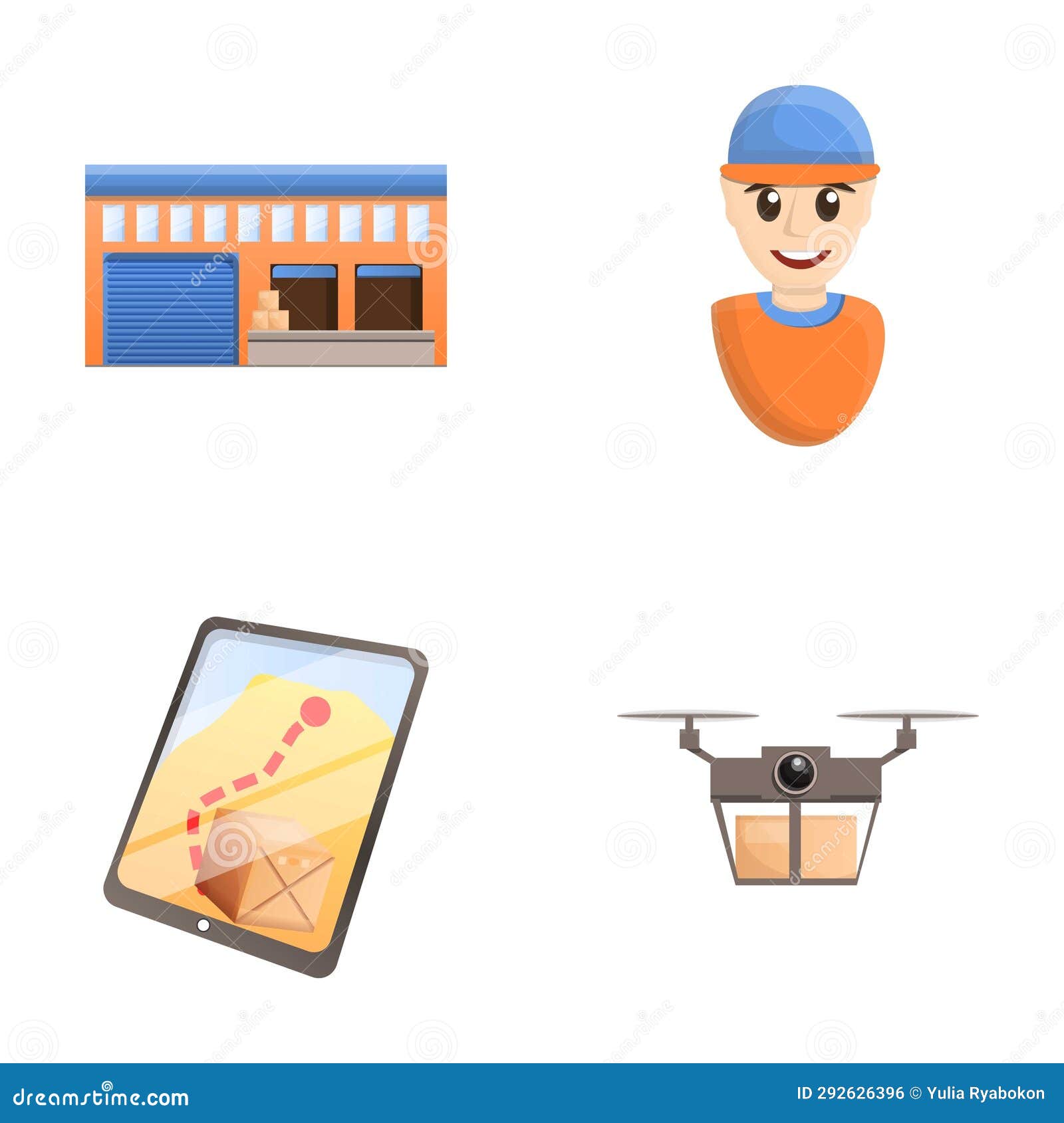 Address Delivery Icons Set Cartoon Vector. Delivery Service Stock ...