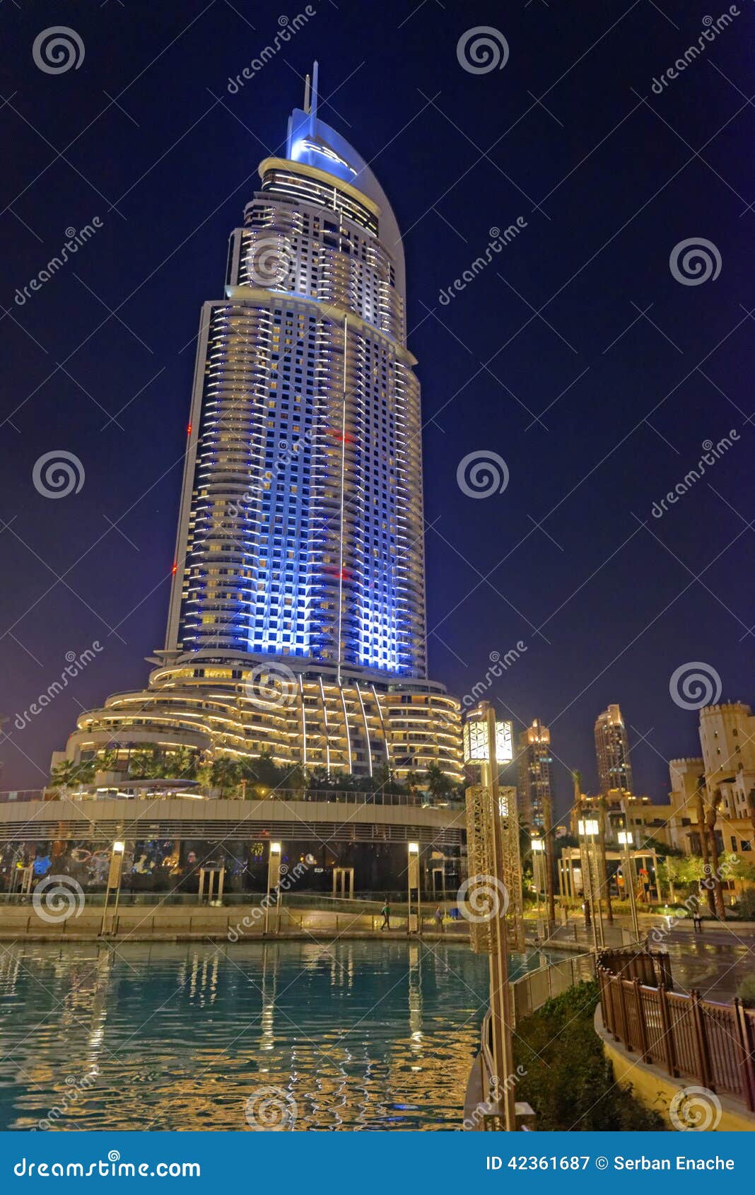 Address Downtown Dubai stock image. Image of tower, night - 42361687