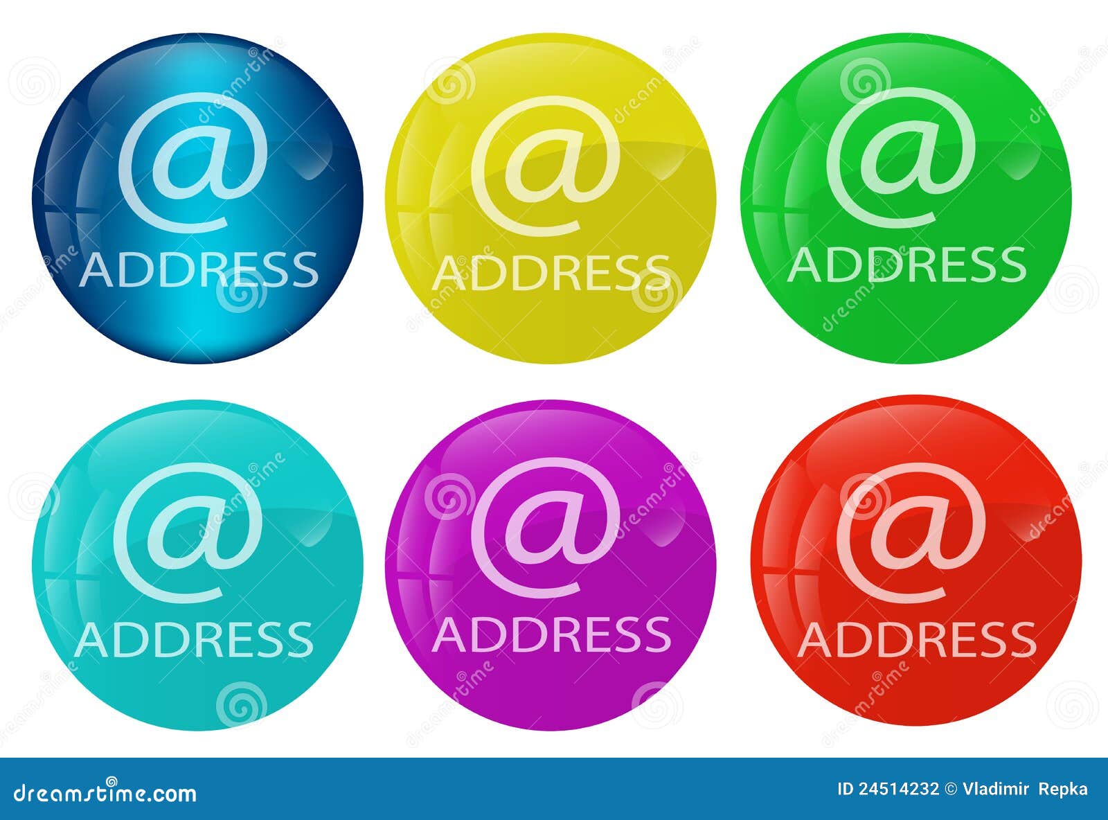 Address Web Button Colored Set Stock Vector - Illustration of shine ...