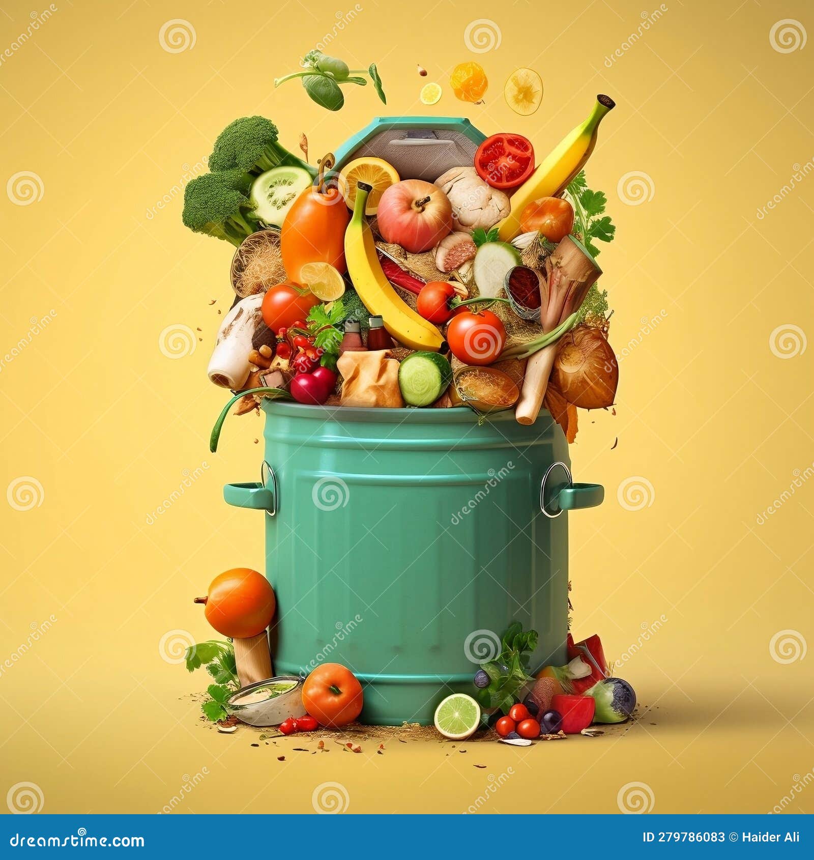 Addressing the Environmental Impact of Food Waste. Generative AI Stock ...