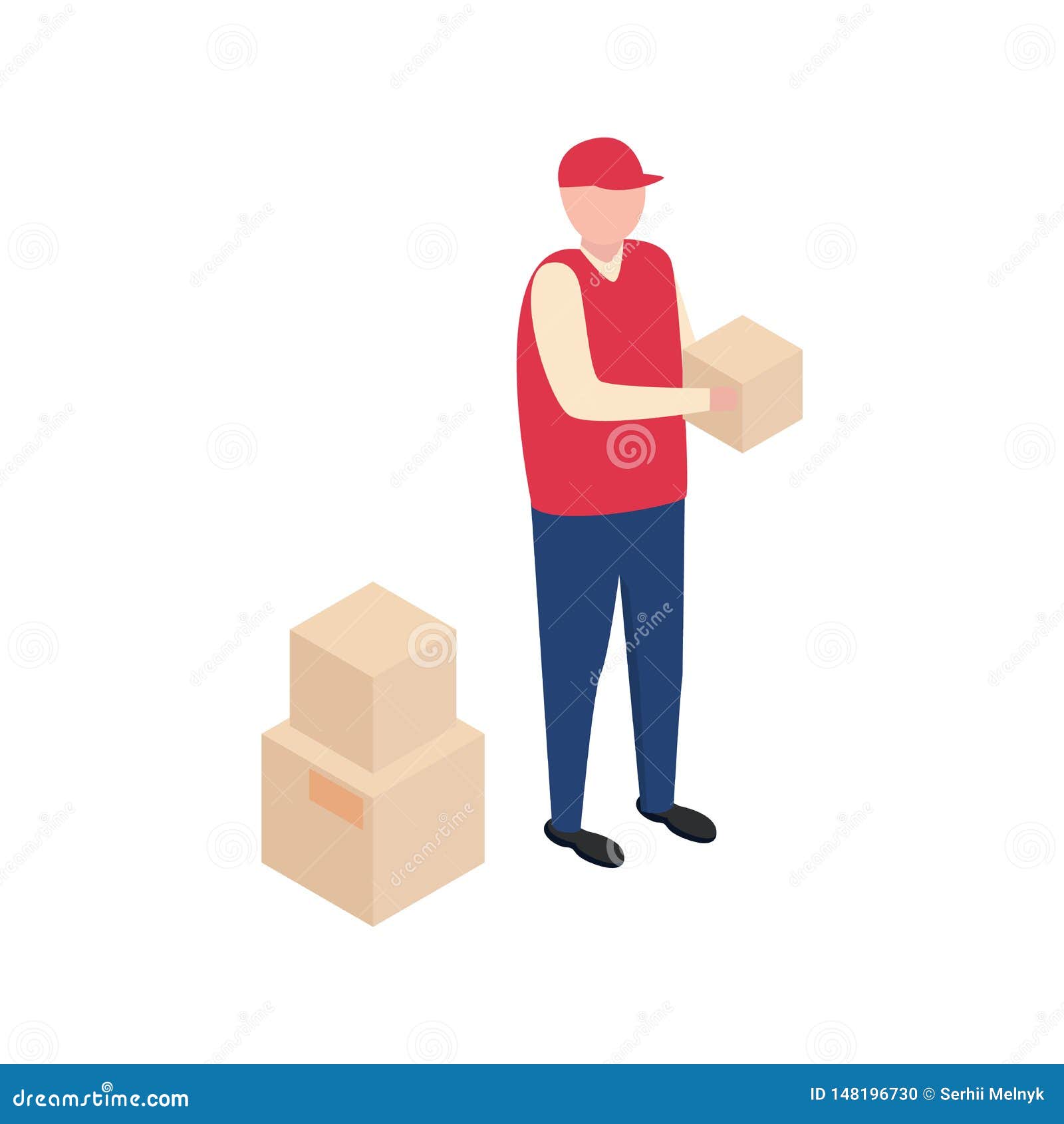 Man with box. stock vector. Illustration of courier - 148196730