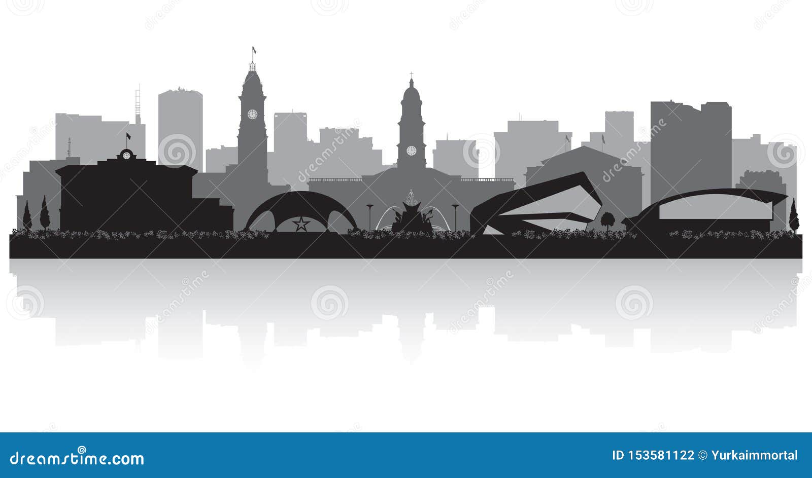 Adelaide Australia City Skyline Silhouette Stock Vector - Illustration ...
