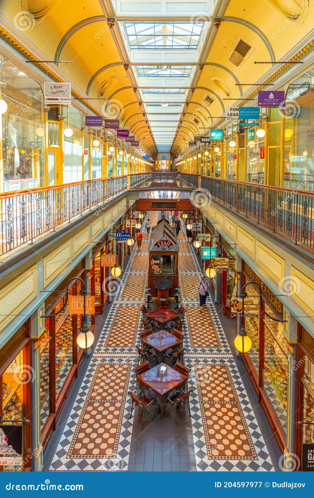 ADELAIDE, AUSTRALIA, JANUARY 7, 2020: Interior of Adelaide Arcade ...