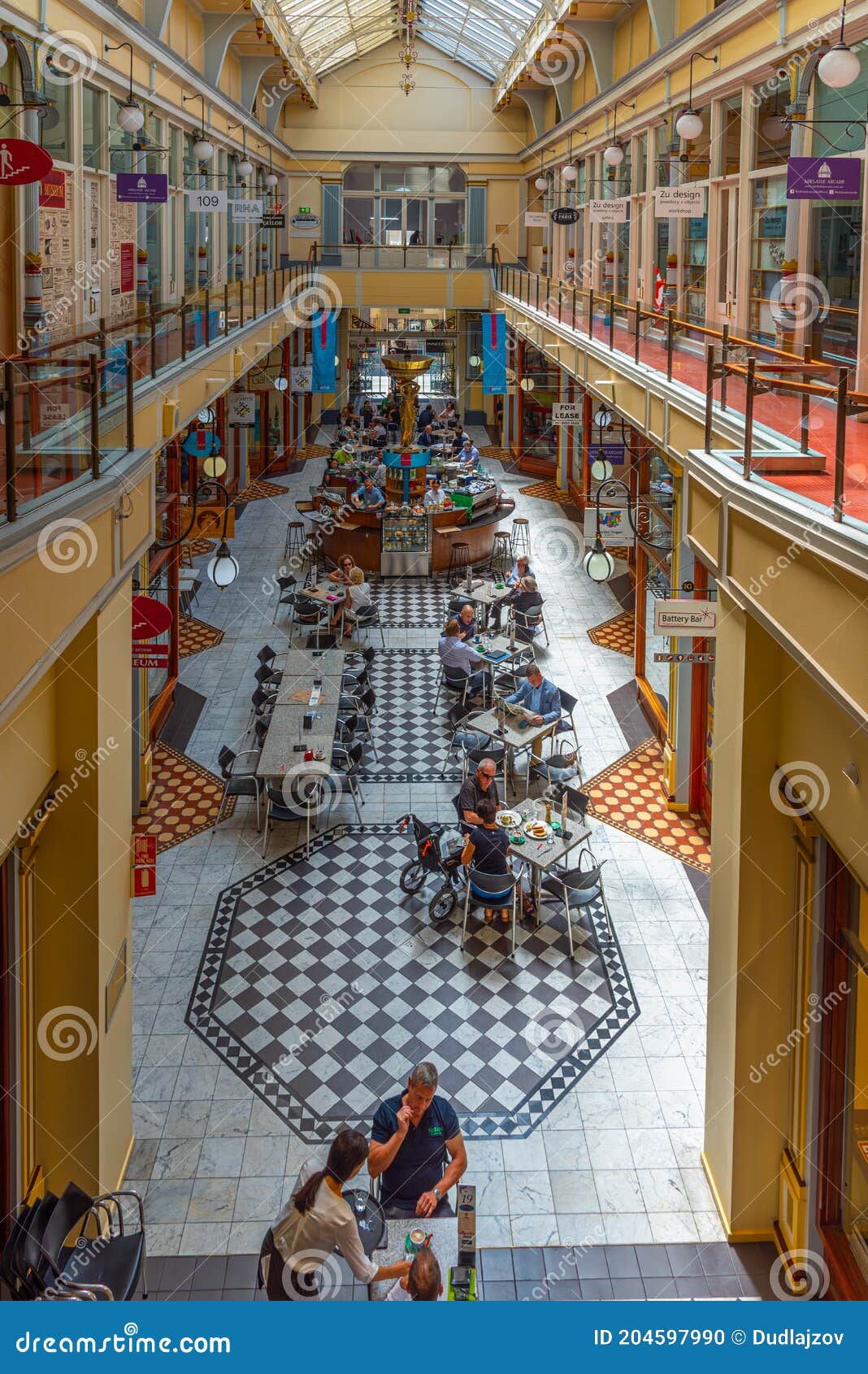 ADELAIDE, AUSTRALIA, JANUARY 7, 2020: Interior of Adelaide Arcade ...