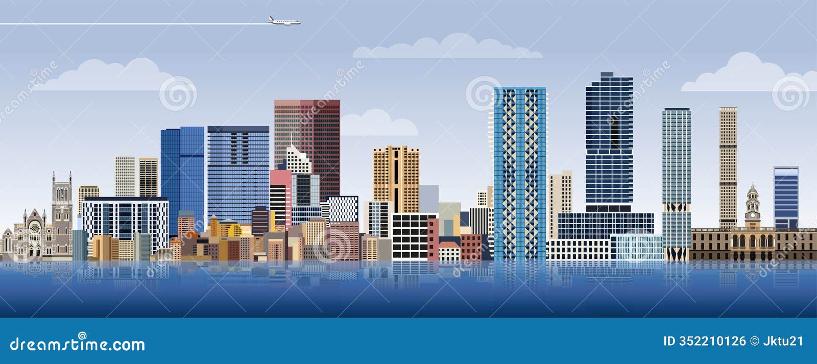 Adelaide City Skyline on Gradient Beautiful Day Sky Background Stock ...